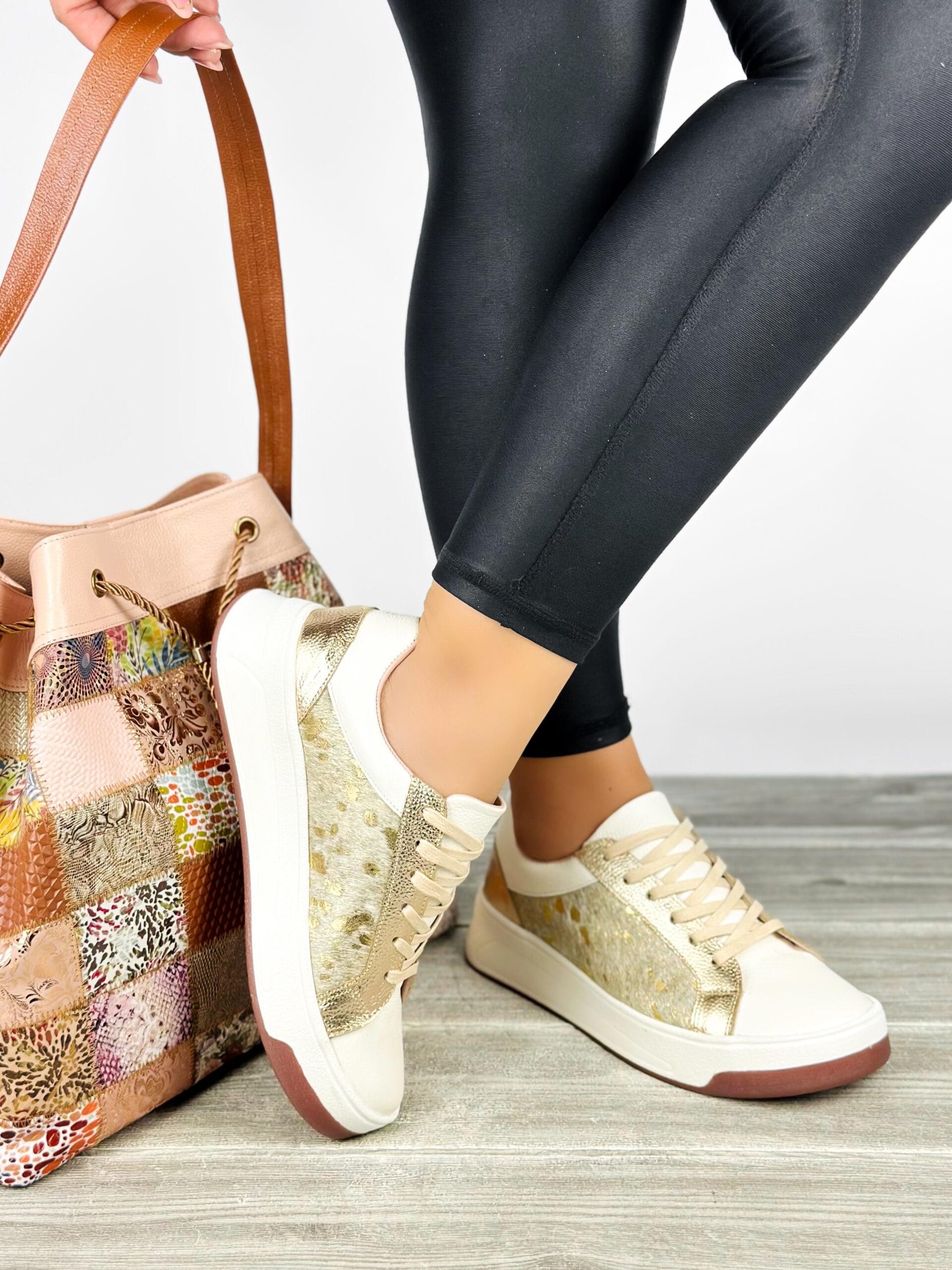 Tenis Zara Talco x Print Oro- Estilo y comodidad en Cuero